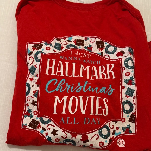 Gildan | Tops | Gildan Red Cotton Long Sleeved Hallmark Shirt | Poshmark